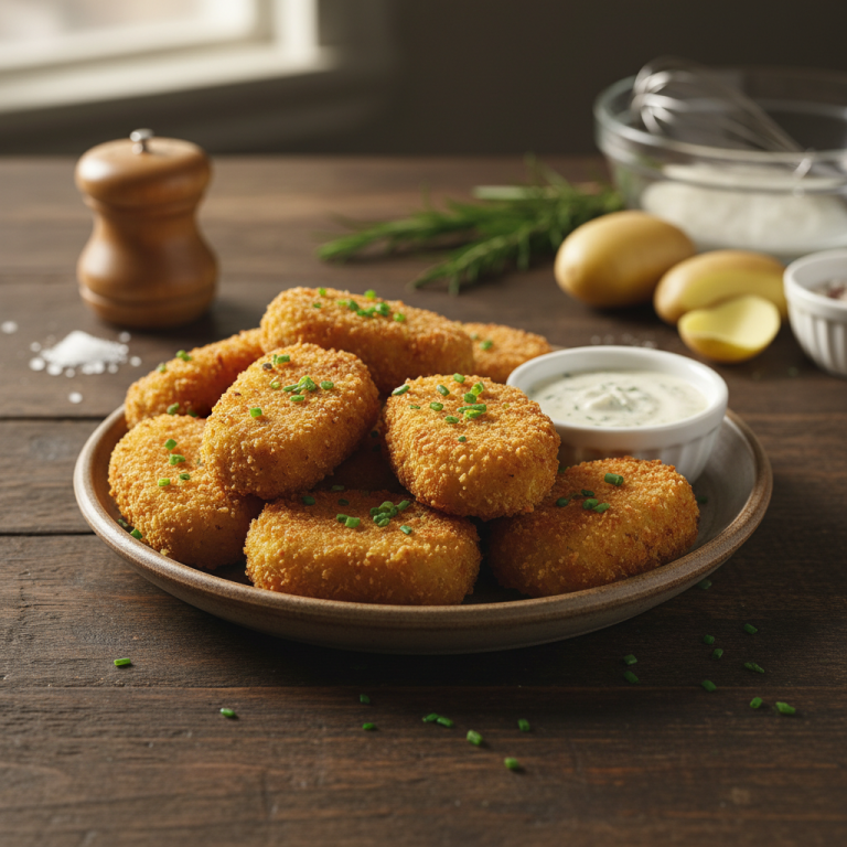 Traškūs ir purūs bulvių kroketai: paprastas receptas